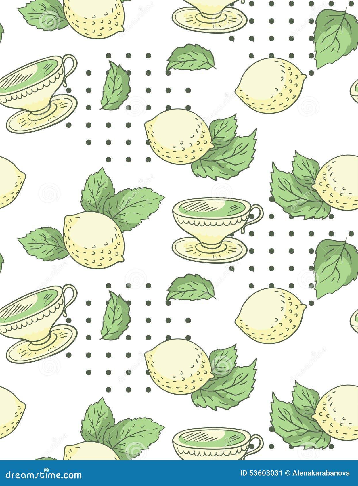 Tea with Lemon. Seamless Pattern Stock Vector - Illustration of ...