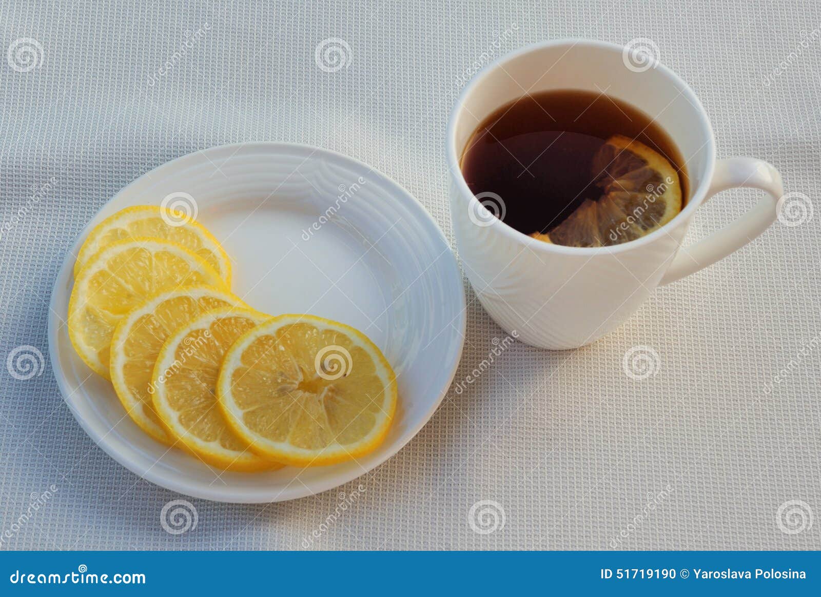 Tea and lemon stock photo. Image of food, white, lemon - 51719190