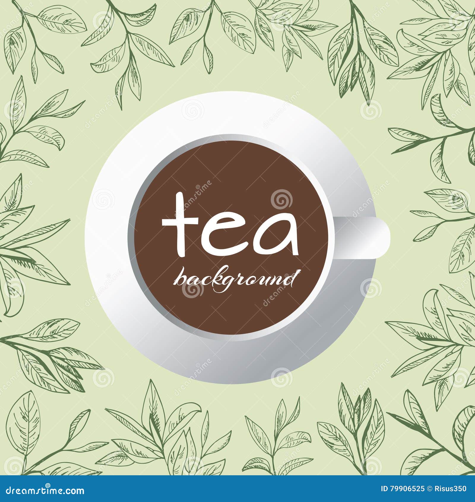 Tea Logo Vector Background with Painted Leaves Tea Stock Vector ...