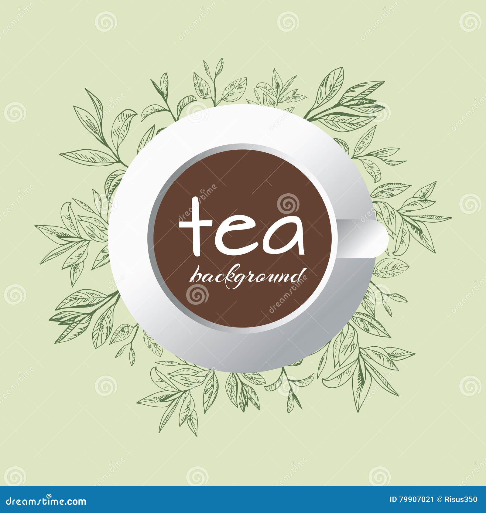 Tea Logo Vector Background with Painted Leaves Tea Stock Vector ...