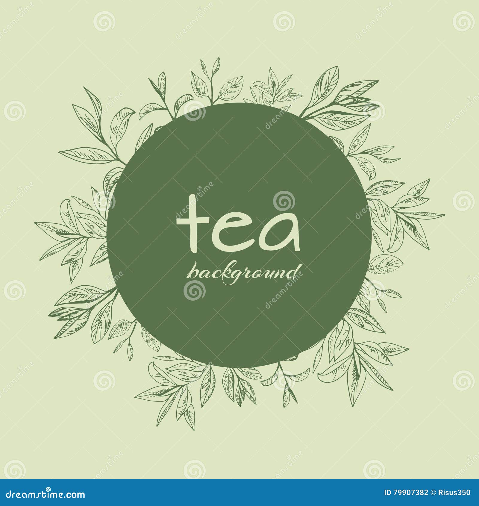 Tea Logo Vector Background with Painted Leaves Tea Stock Vector ...