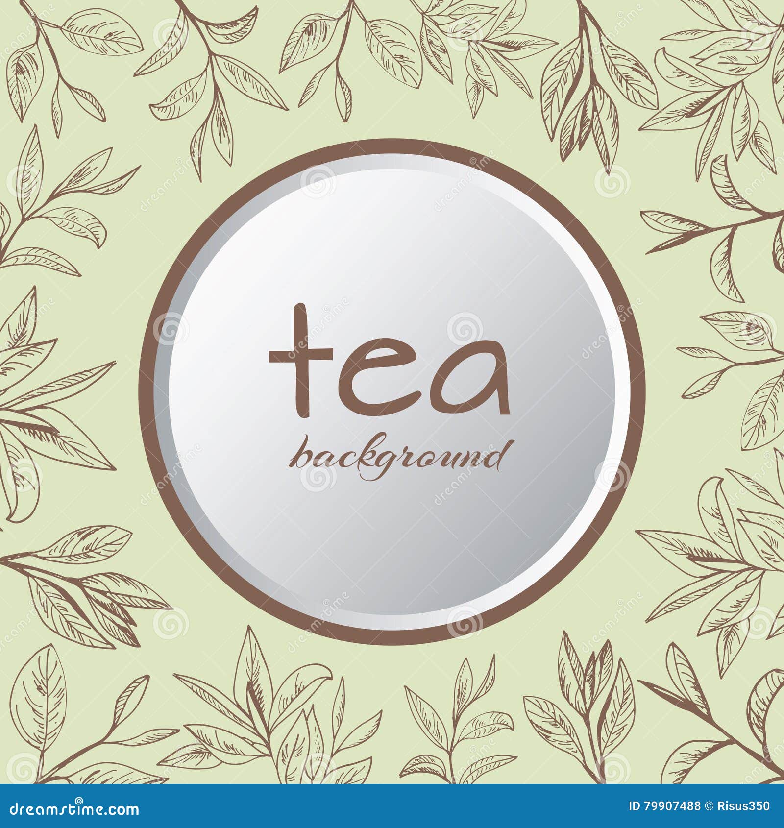 Tea Logo Vector Background with Painted Leaves Tea Stock Illustration ...