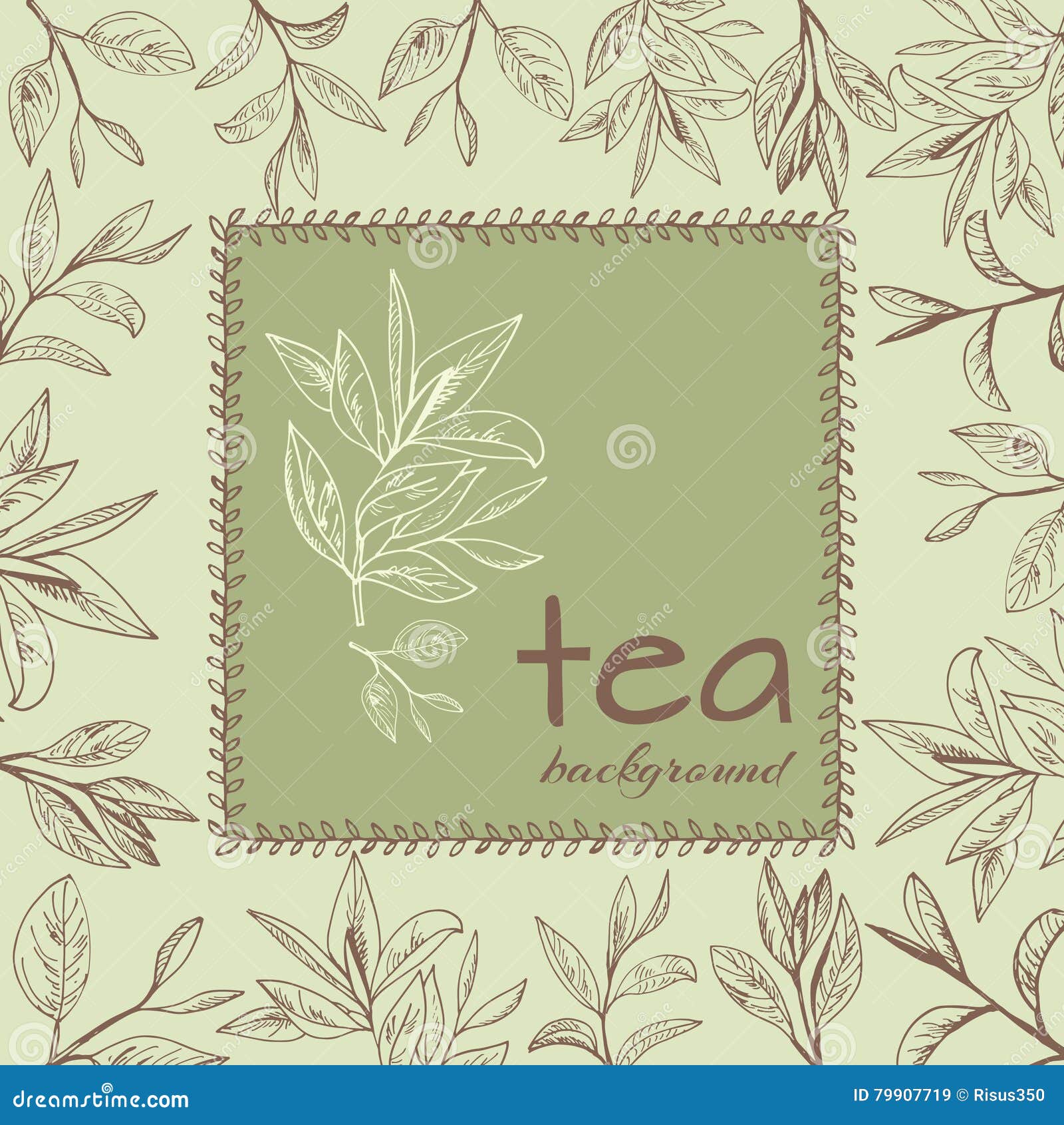 Tea Logo Vector Background with Painted Leaves Tea Stock Vector ...