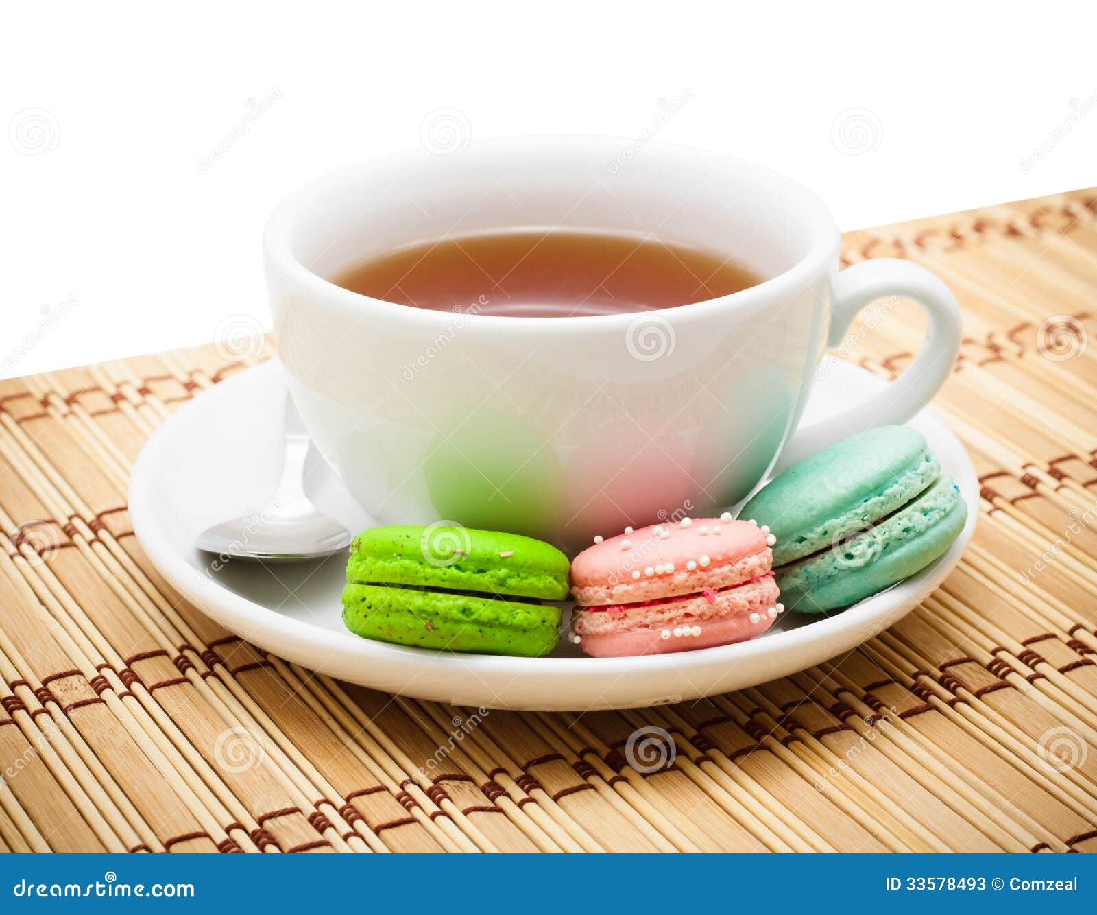 Tea and macaroon stock image. Image of drawing, drink - 33578493