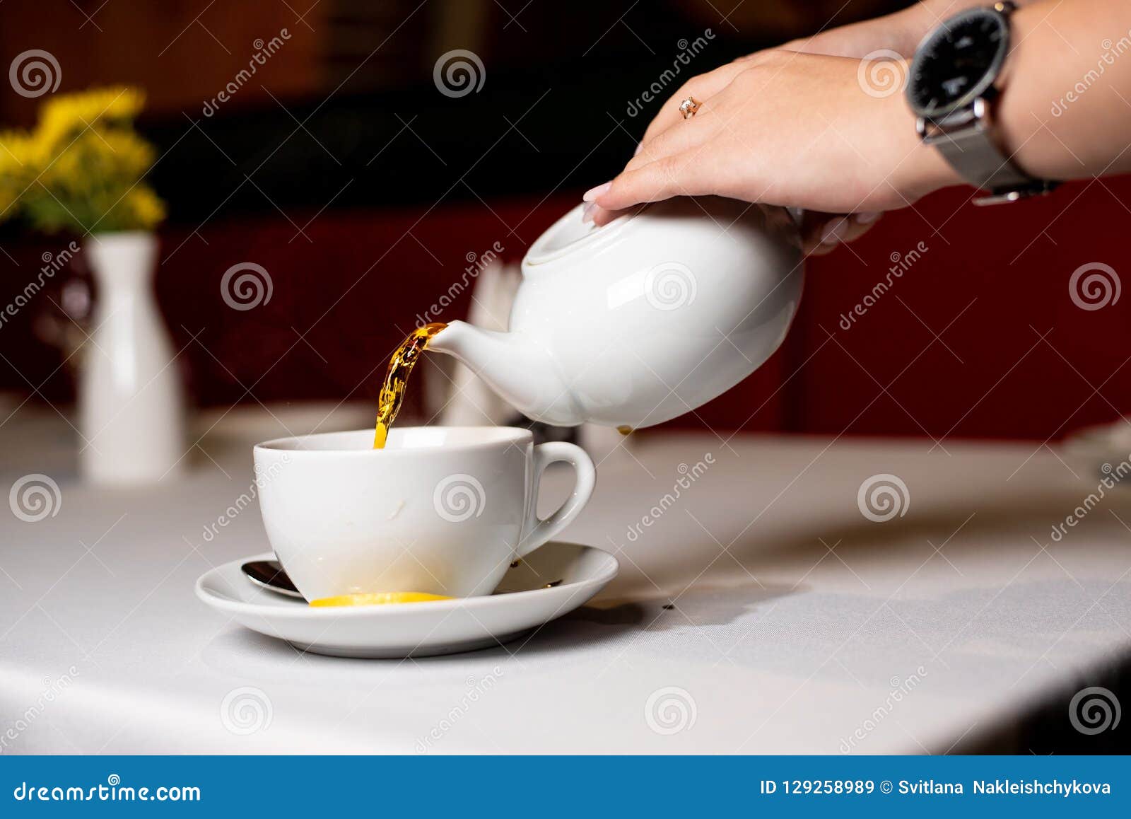 Tea making process stock image. Image of fresh, glare - 129258989
