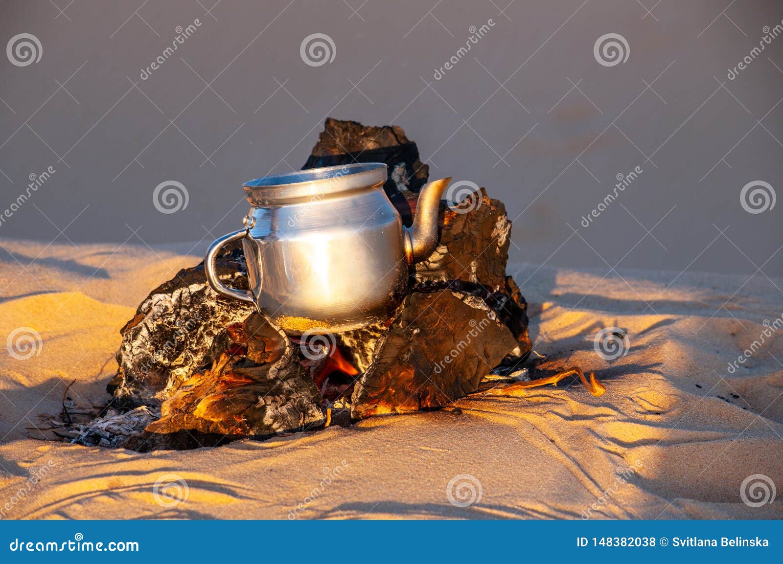 Tea Making in Sahara Desert in Egypt Stock Photo - Image of freedom ...