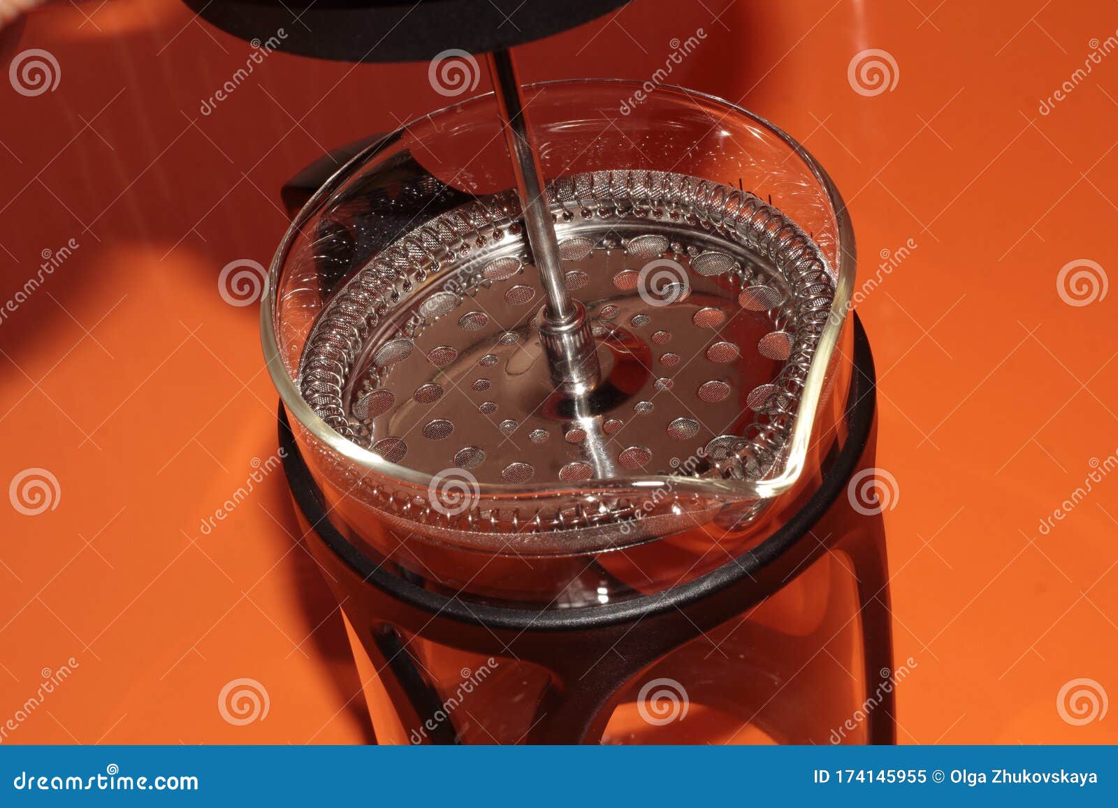 Tea-making Utensils on an Orange Background. Glass Teapot Stock Image ...