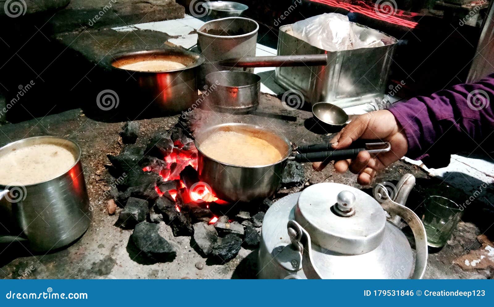 Tea Making at Village Tea Shop Stock Photo - Image of black, colour ...