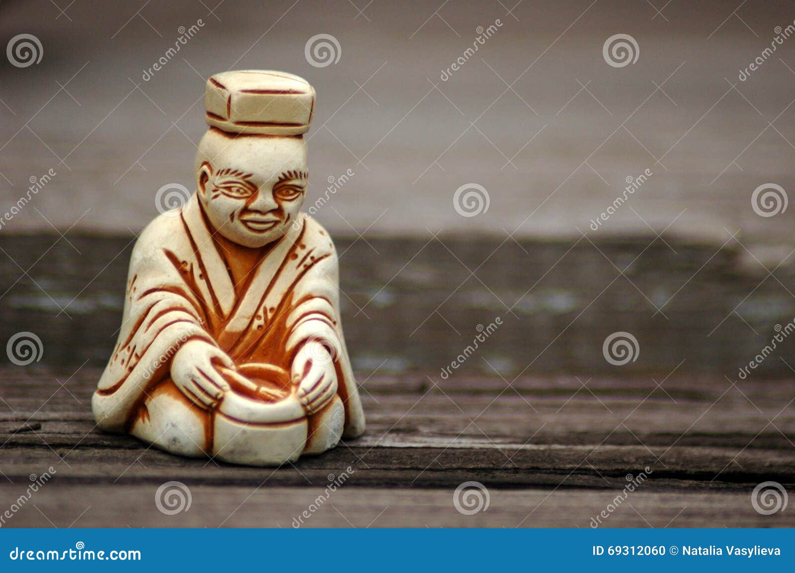 Wooden Netsuke Figure, Buddha, Isolated, On White Background Stock ...