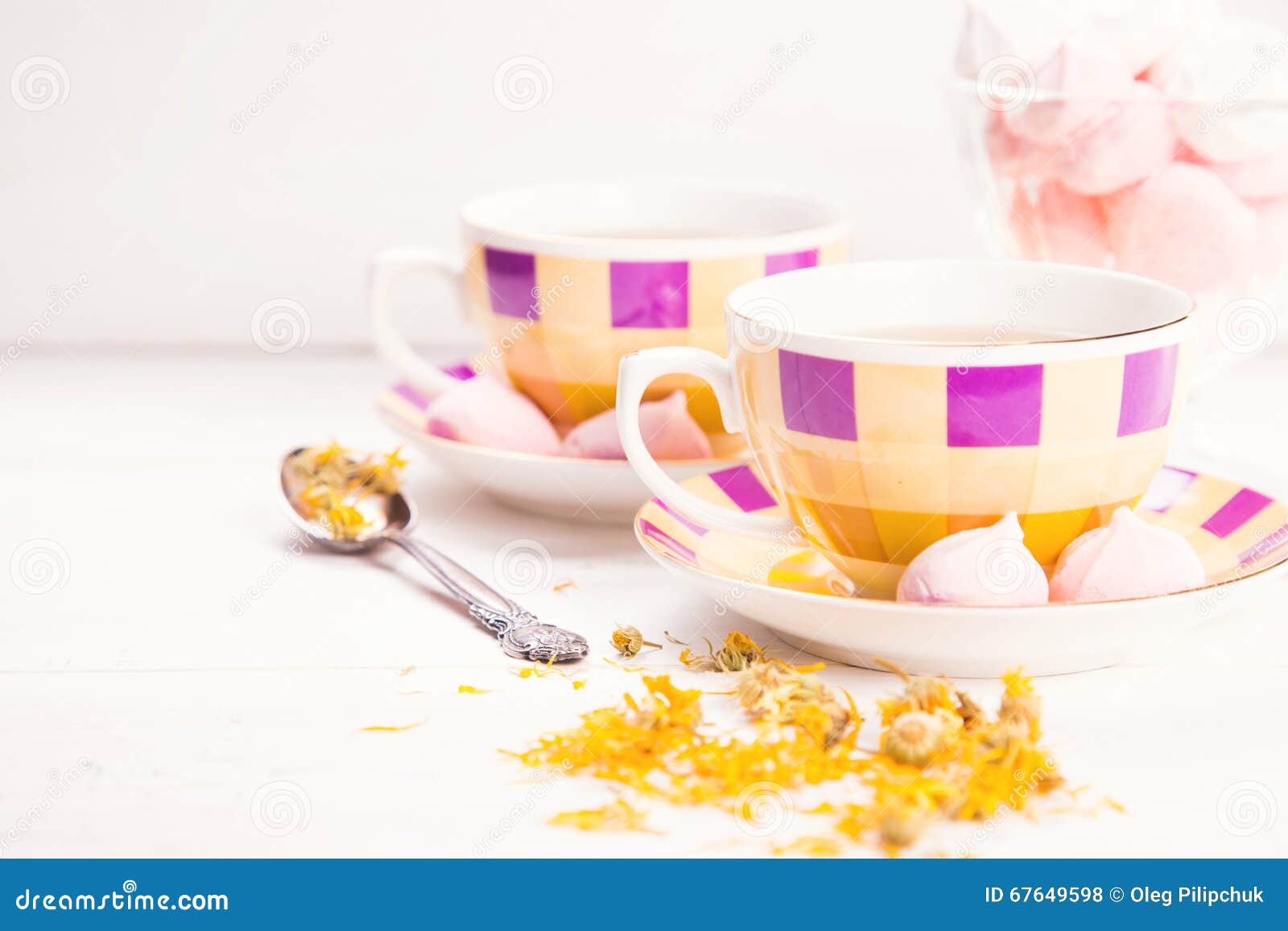 Tea with meringue stock photo. Image of decorated, white - 67649598