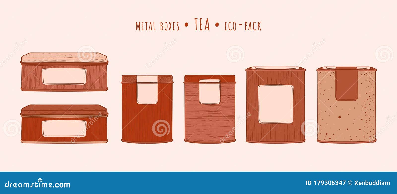 Tea metal square boxes stock illustration. Illustration of concept ...