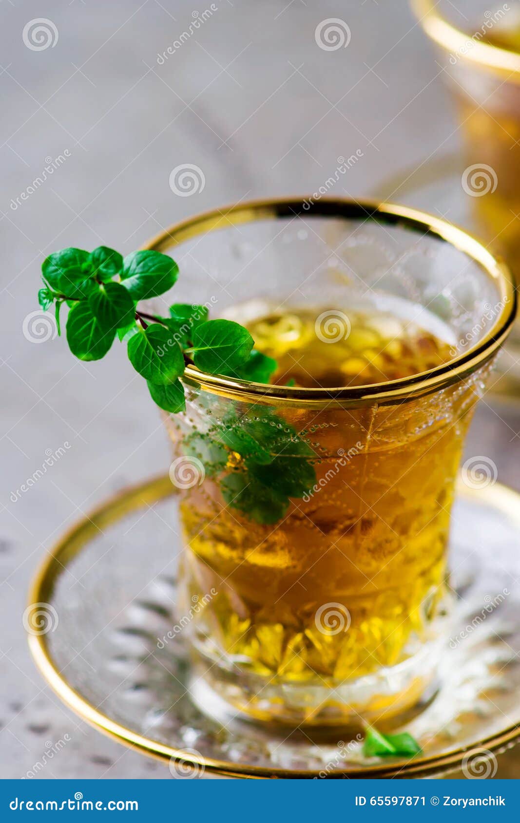 Tea with Mint in Traditional Turkish Glass Cup Stock Image - Image of ...