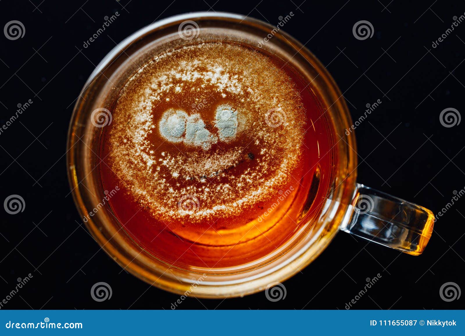 Tea Mold in a Cup, Black Background Stock Image - Image of infection ...