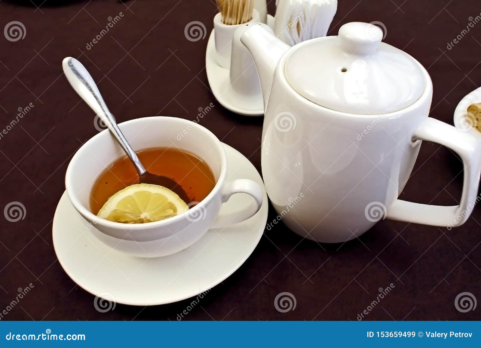 Tea in a Mug with a Teaspoon and Lemon Stock Image - Image of sugar ...