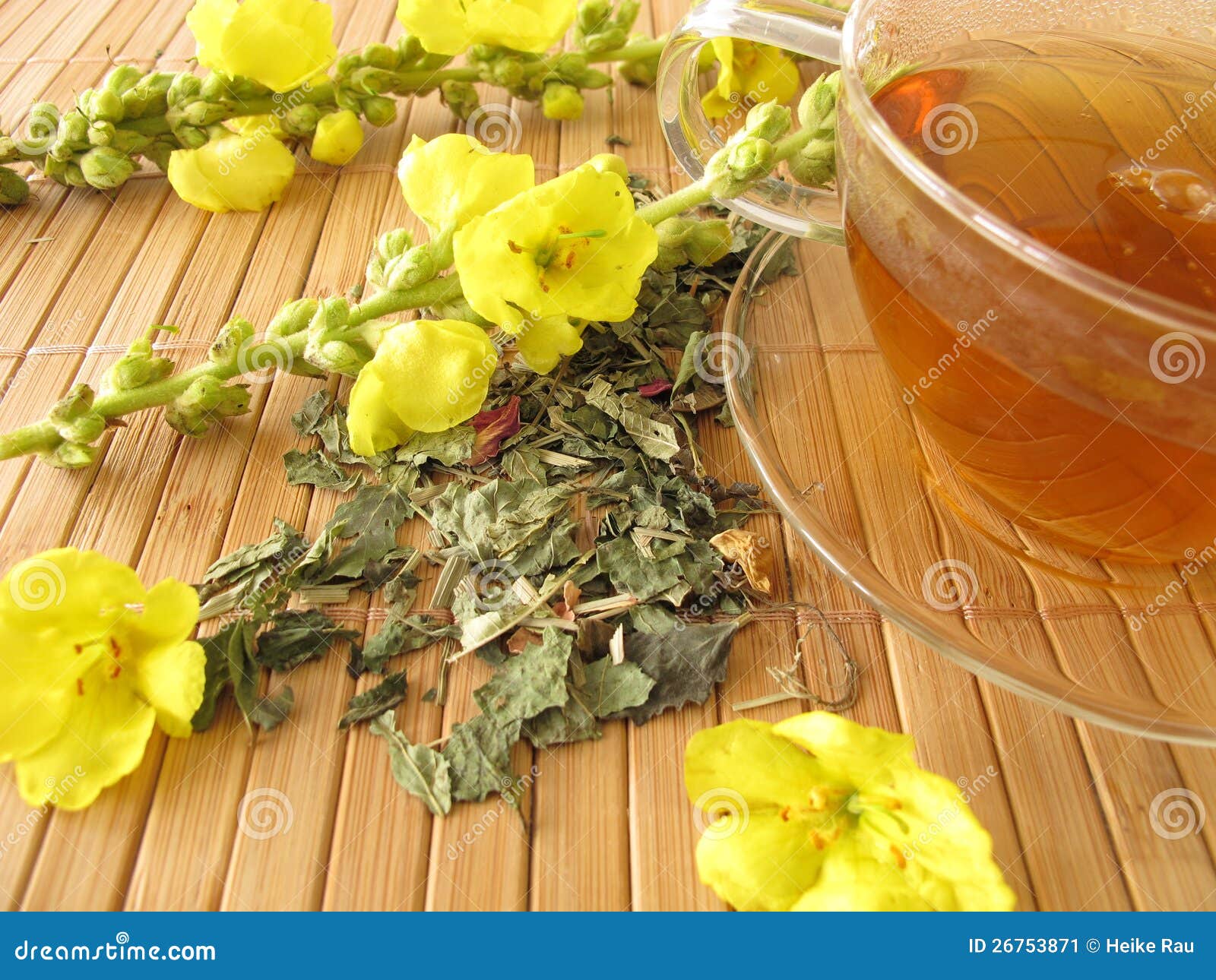 Tea with mullein flowers stock image. Image of mullein - 26753871