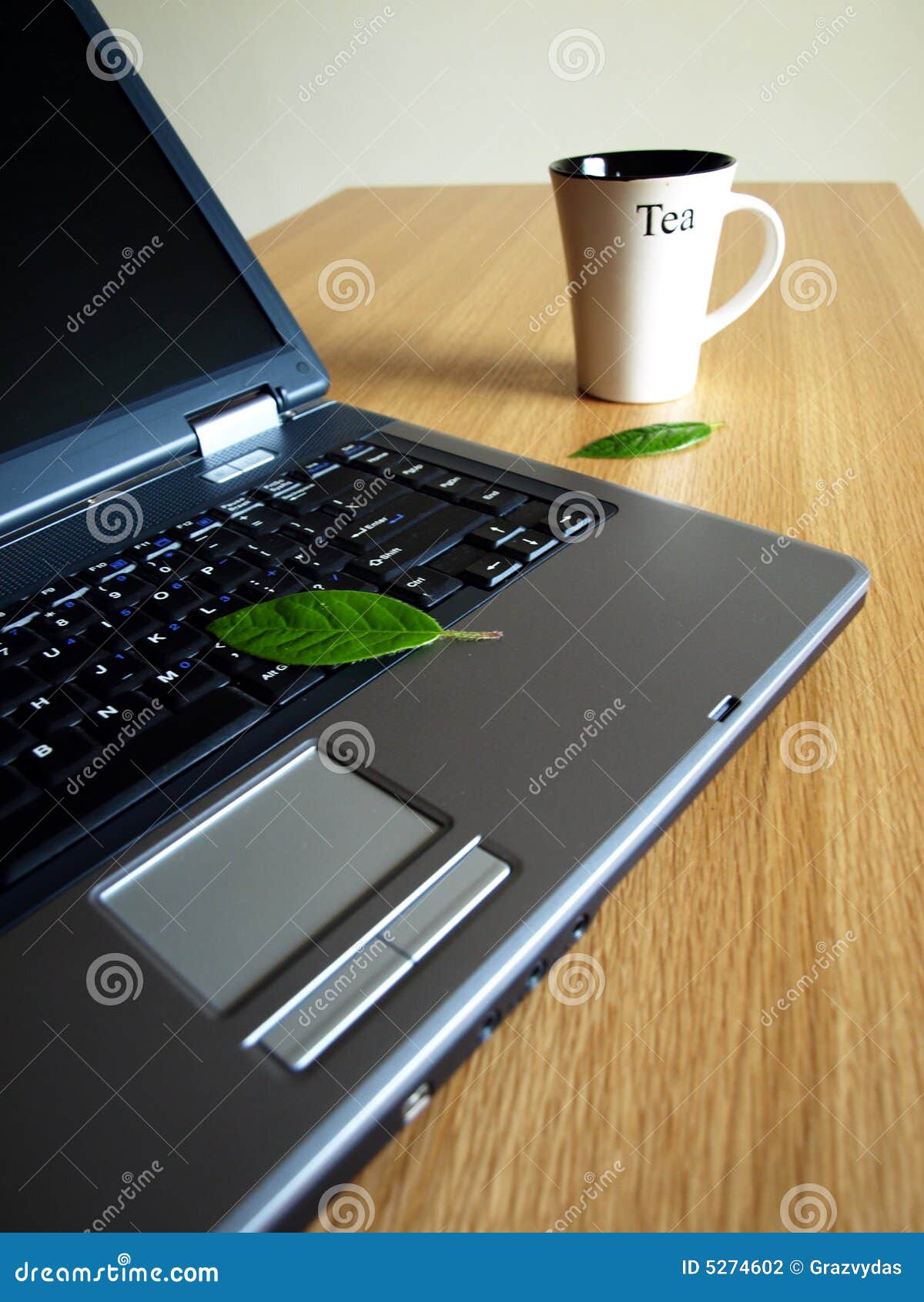 Tea on the office table stock photo. Image of technology - 5274602