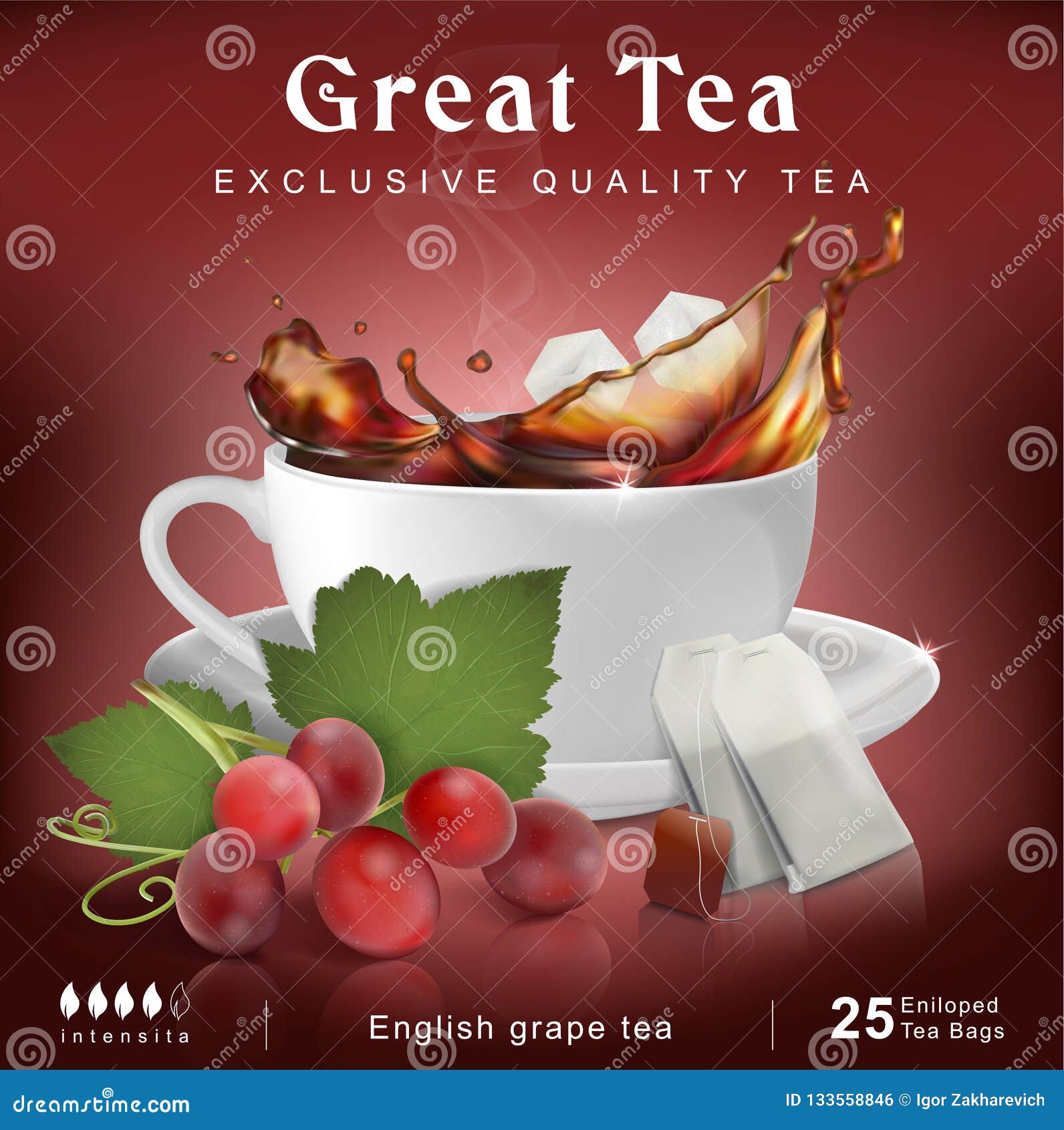 Tea Packaging Design. a Cup with a Splash of Tea Stock Illustration ...