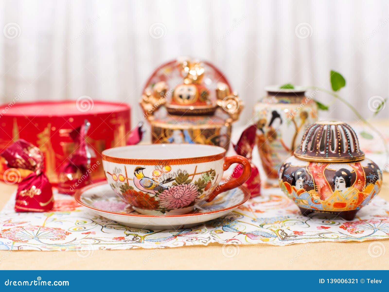 Tea Party Chinese Porcelain Stock Image - Image of exquisite, black ...