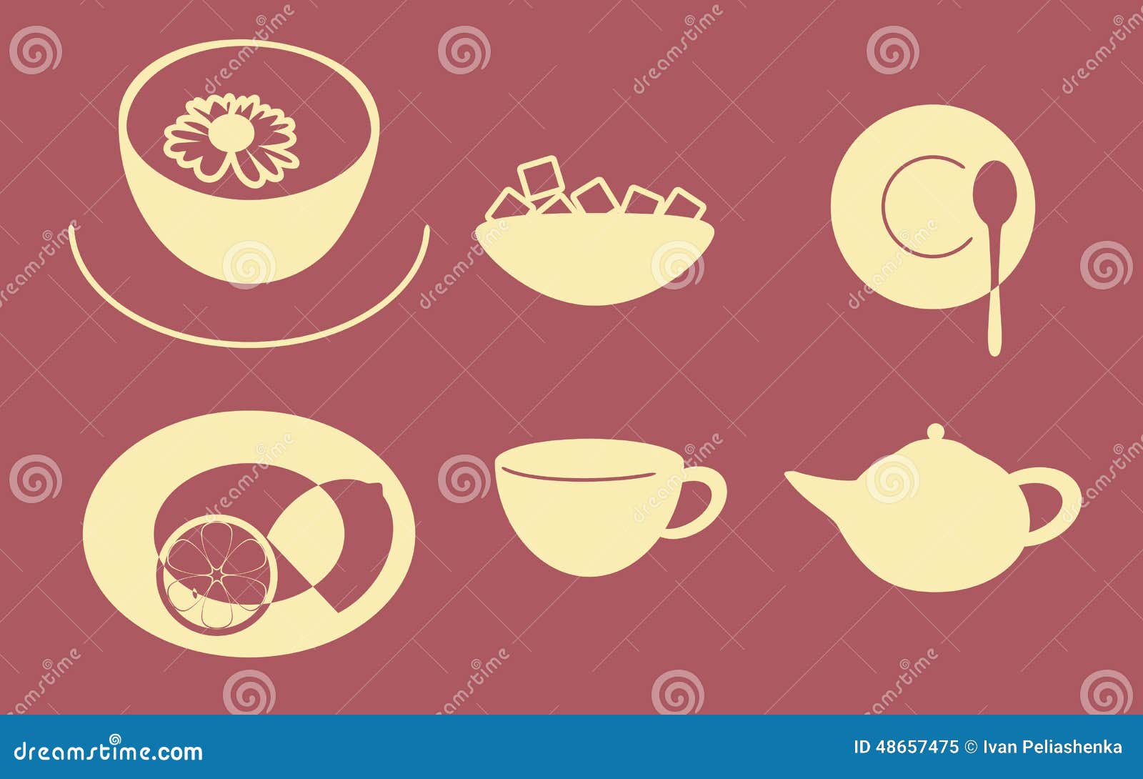 Tea party icons stock vector. Illustration of chamomile - 48657475