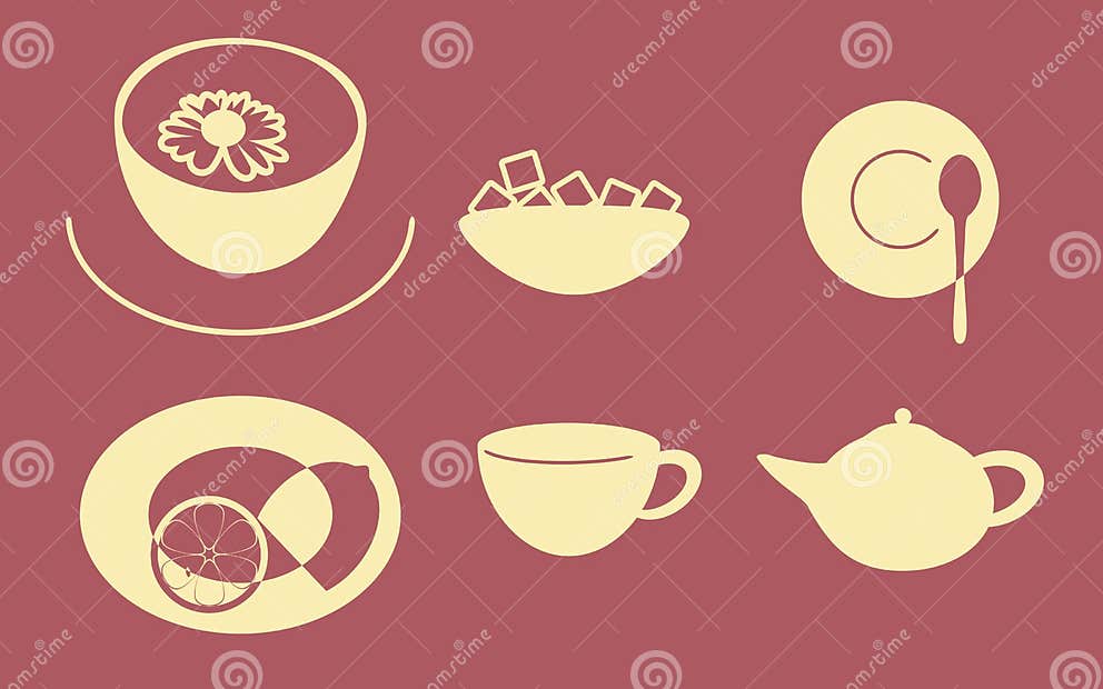 Tea party icons stock vector. Illustration of chamomile - 48657475