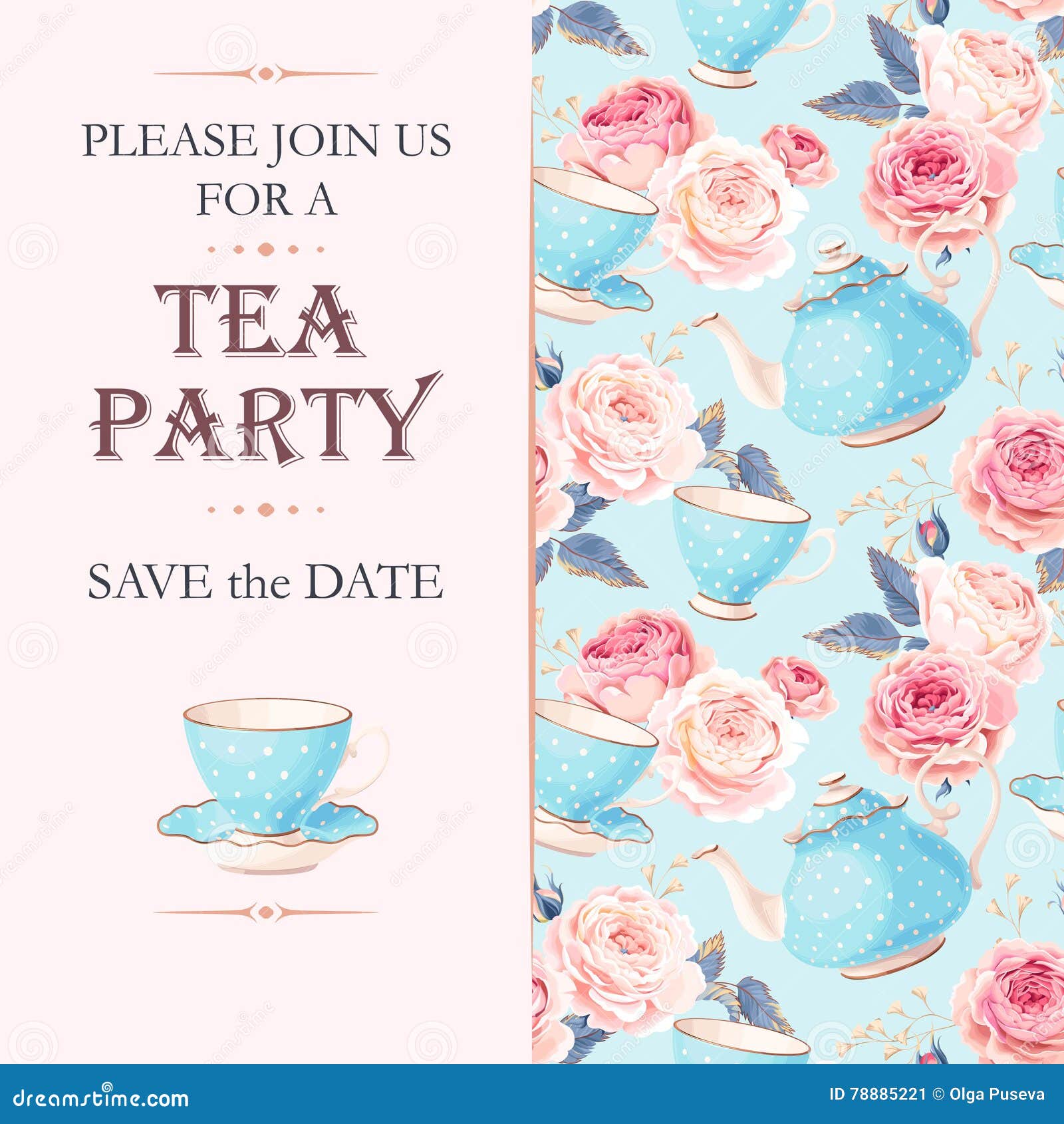 Tea party invitation stock vector. Illustration of vector - 78885221 Tea party invitation stock vector. Illustration of vector - 78885221
