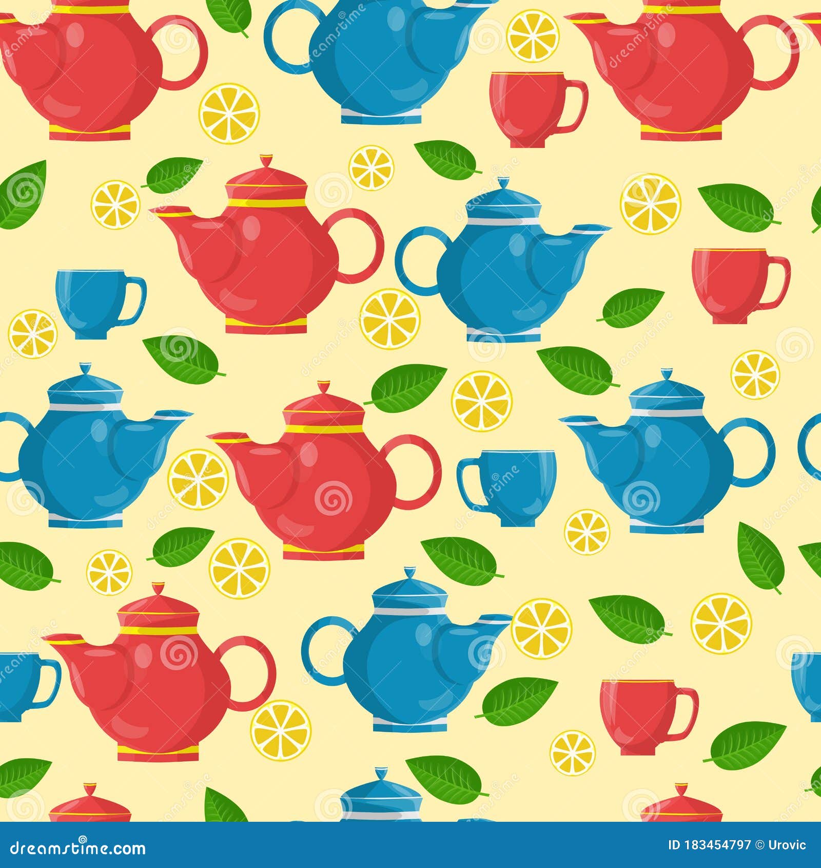 Tea party pattern stock vector. Illustration of slice - 183454797