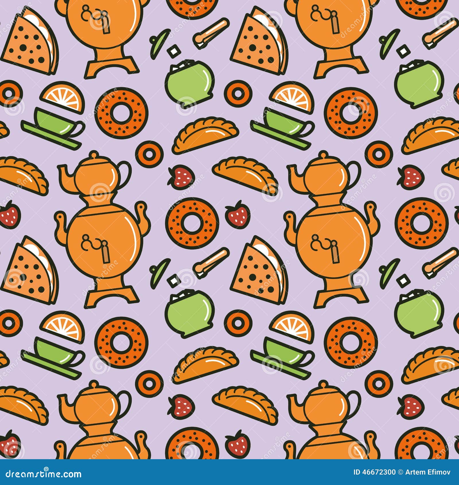 Tea party pattern stock vector. Illustration of bakery - 46672300