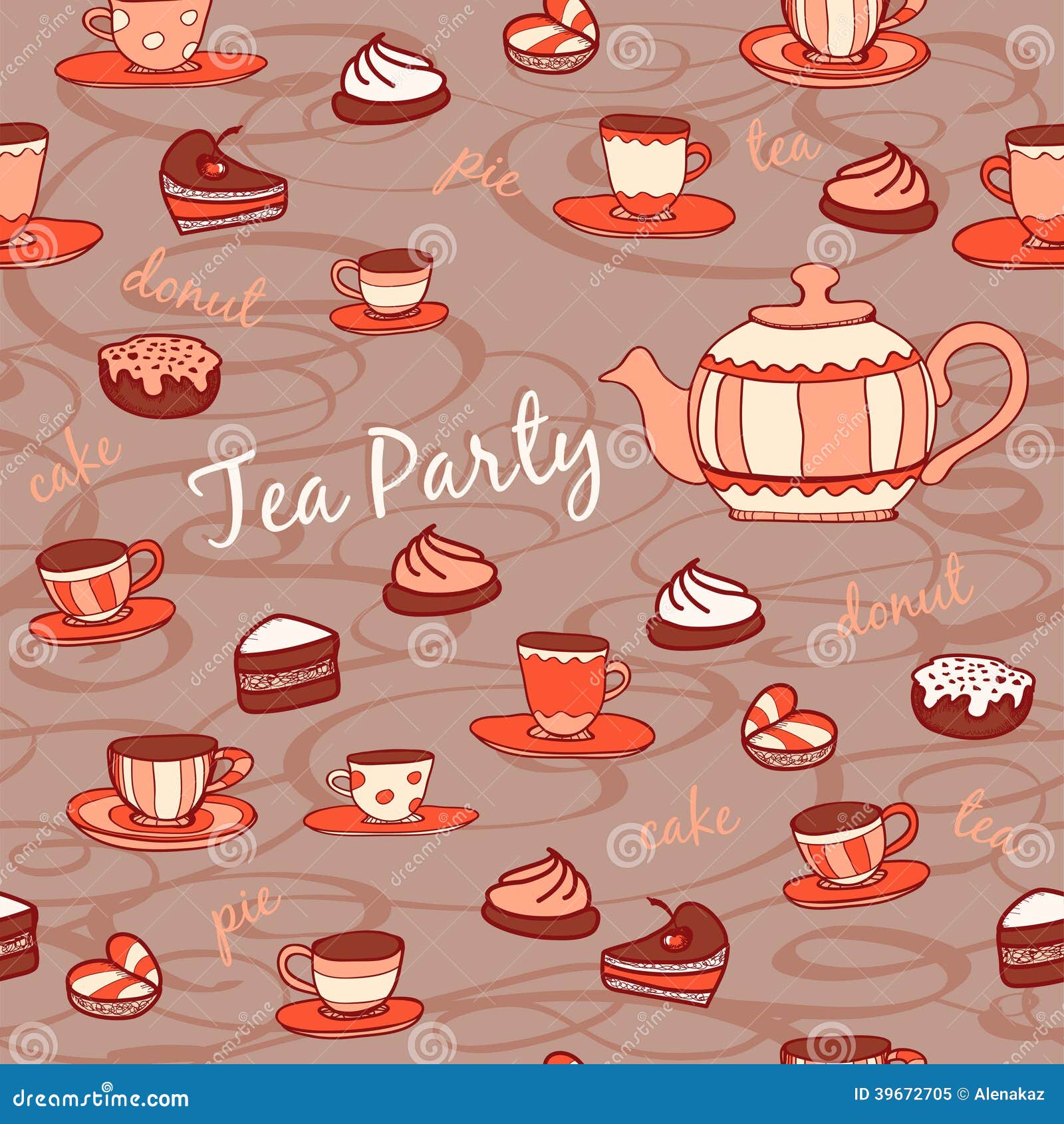 Tea Party. Seamless Pattern Stock Vector - Illustration of cake ...