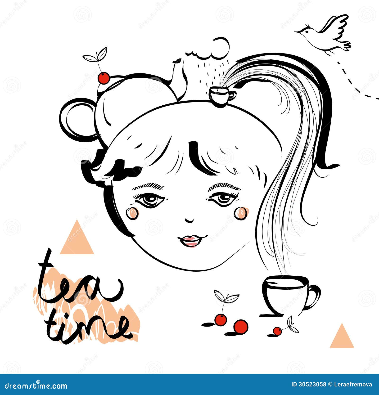 Tea Party stock vector. Illustration of drawing, eyes - 30523058