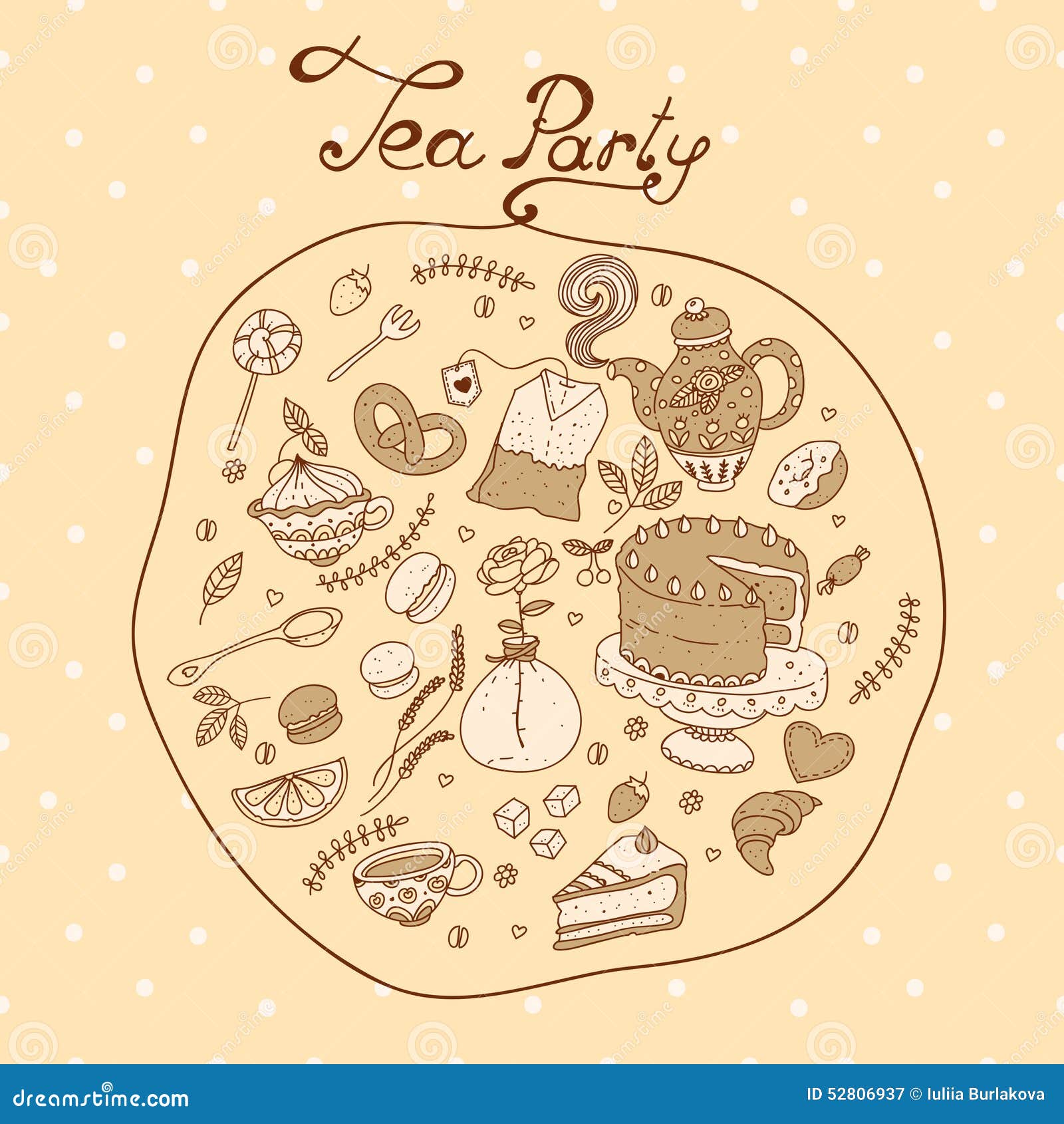 Tea Party Vector Pattern Set Stock Vector - Illustration of flower ...