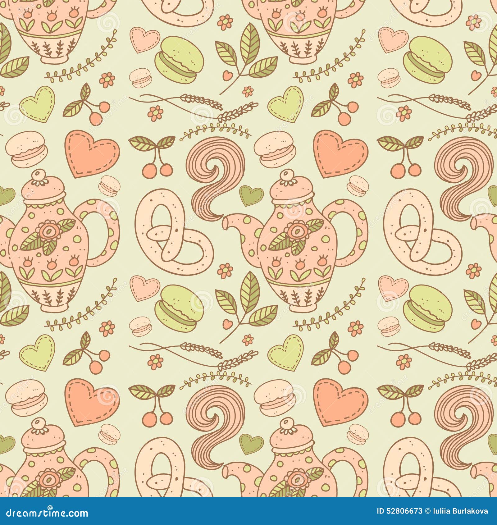 Tea Party Vector Seamless Pattern Stock Vector - Illustration of icing ...