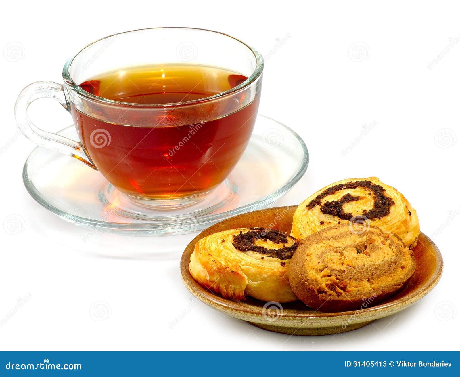 Tea and pastries isolate stock image. Image of dessert - 31405413