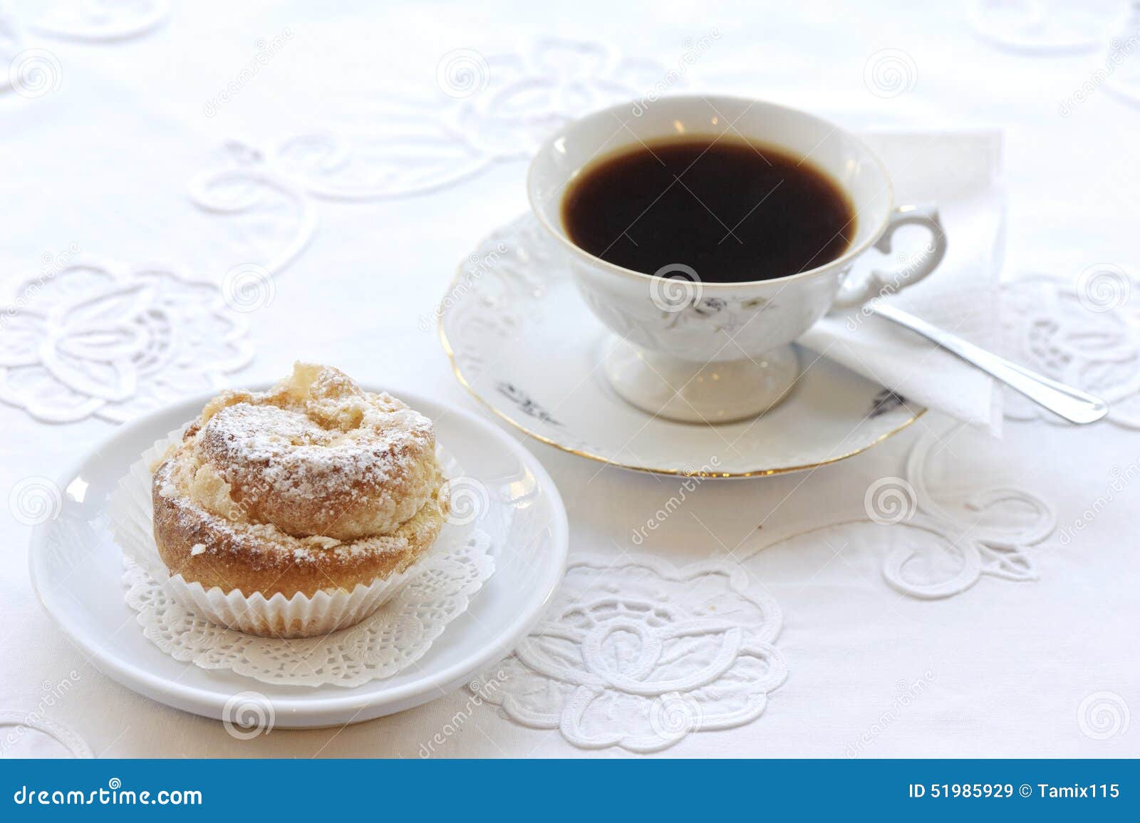 Tea and pastry stock image. Image of pastry, cream, morning - 51985929