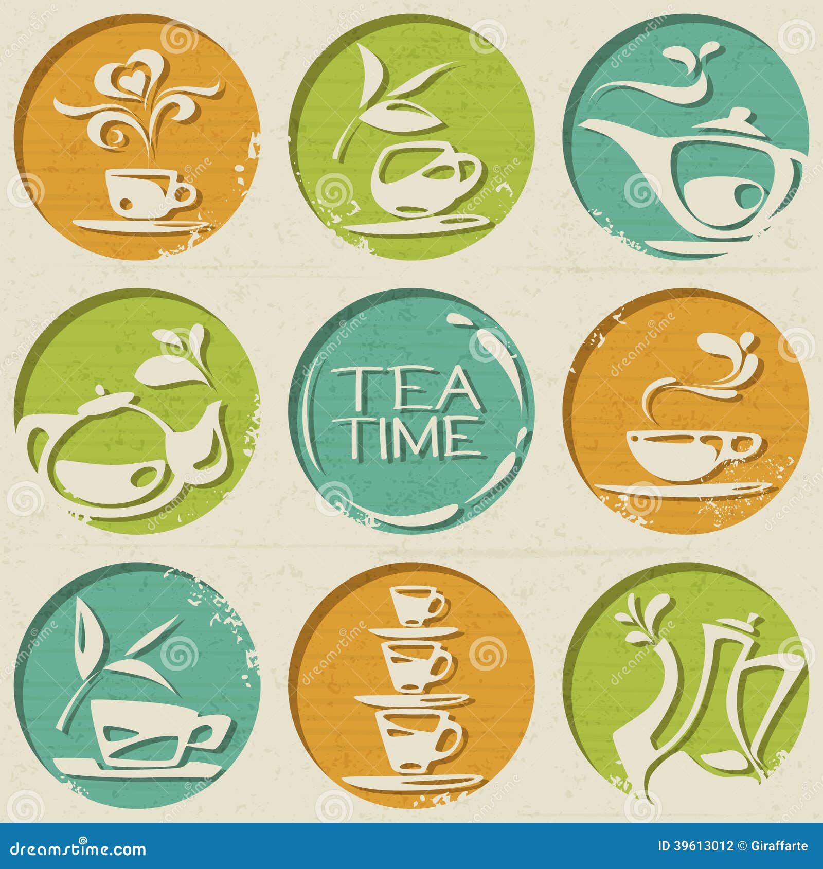 Tea Pattern Consists of Round Shapes with Food Elements. Stock Vector ...