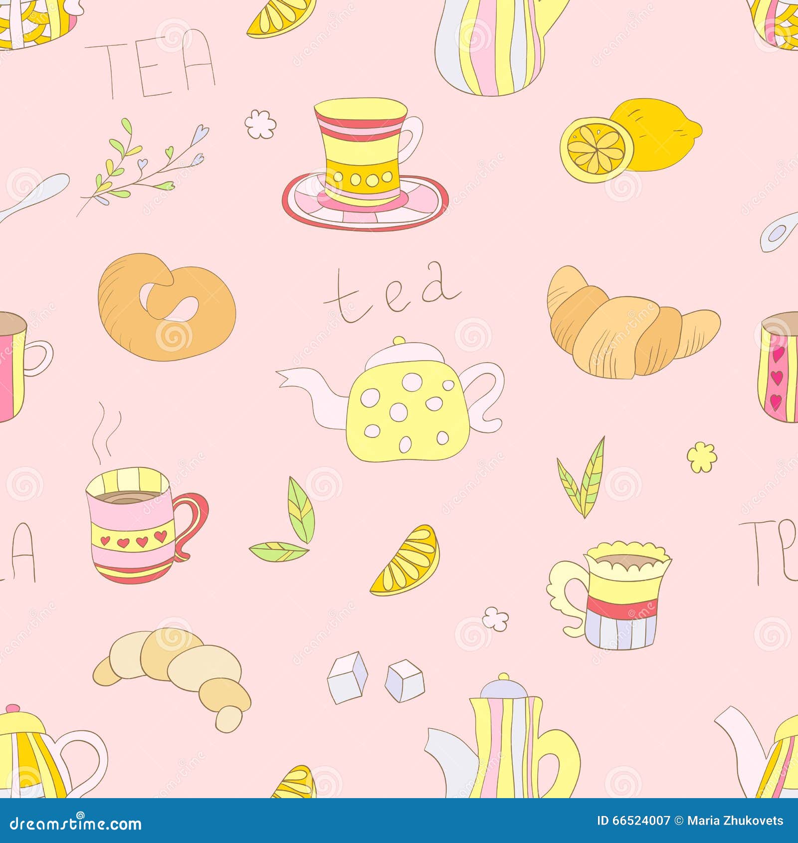 Tea pattern stock vector. Illustration of break, lunch - 66524007