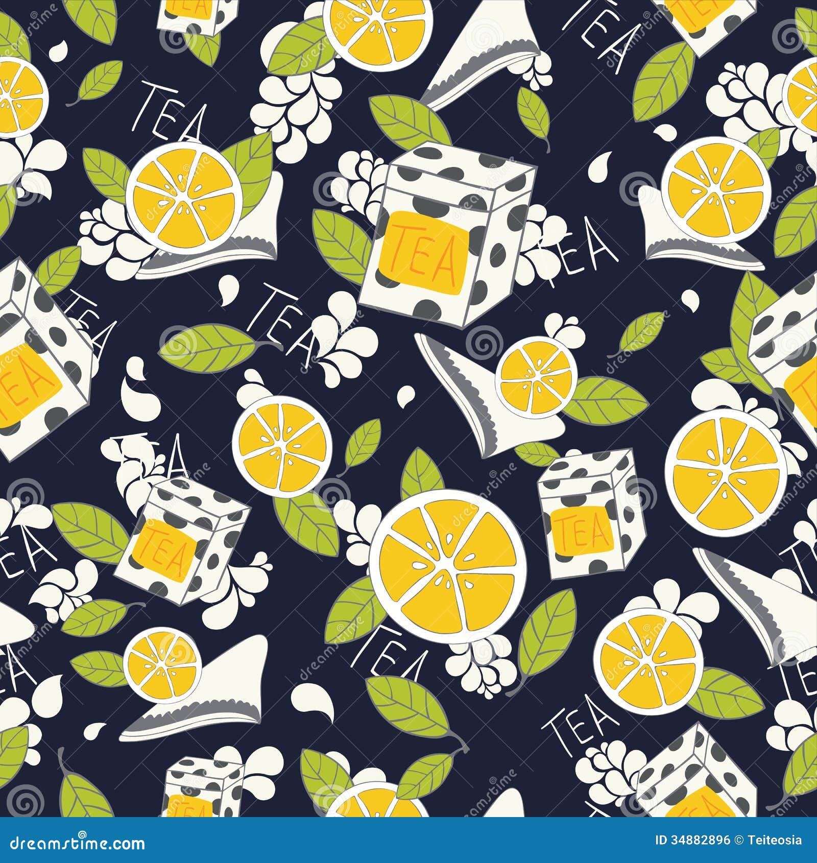 Tea pattern stock vector. Illustration of afternoon, menu - 34882896