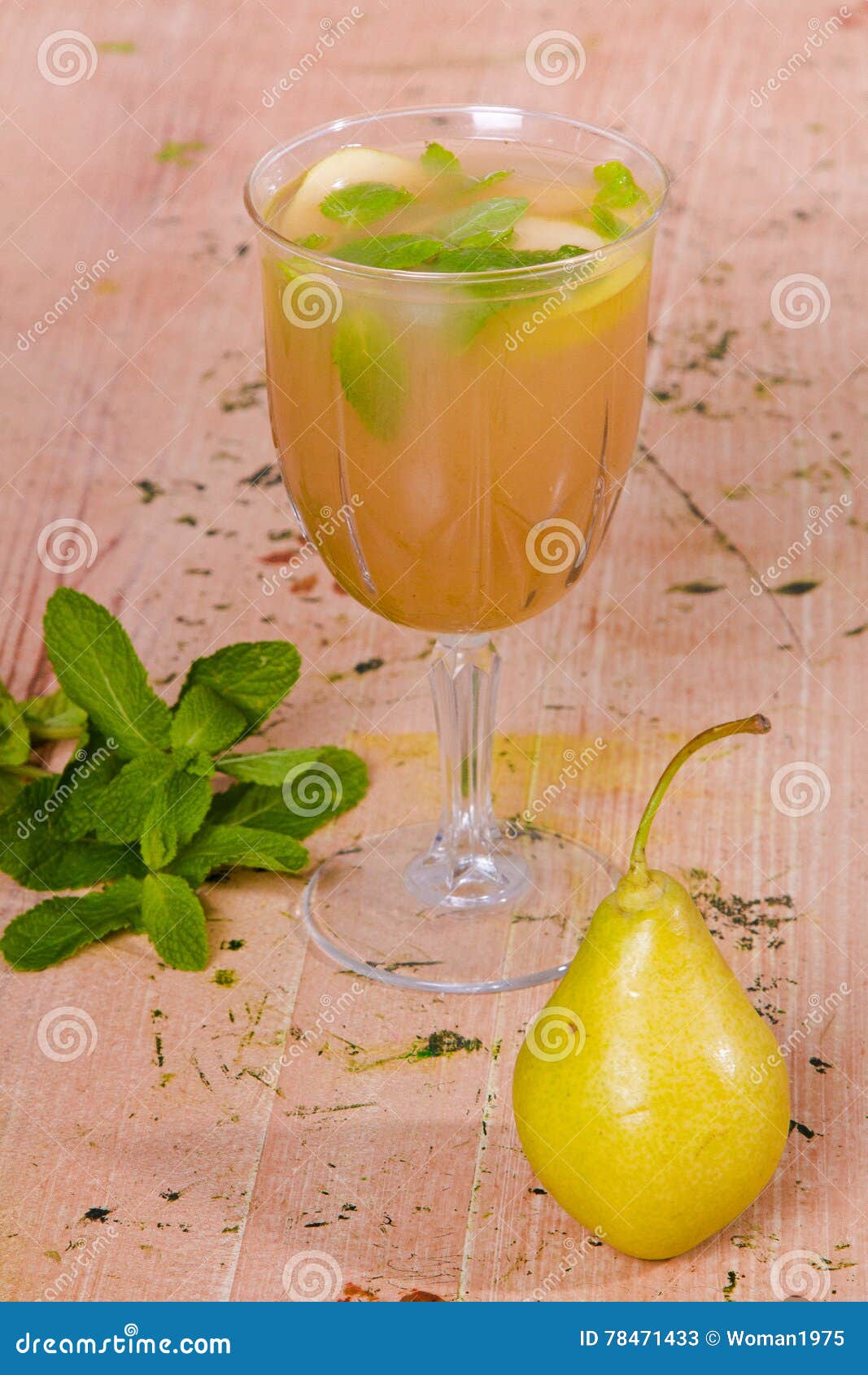 Tea with pear and mint stock image. Image of basil, ginger - 78471433