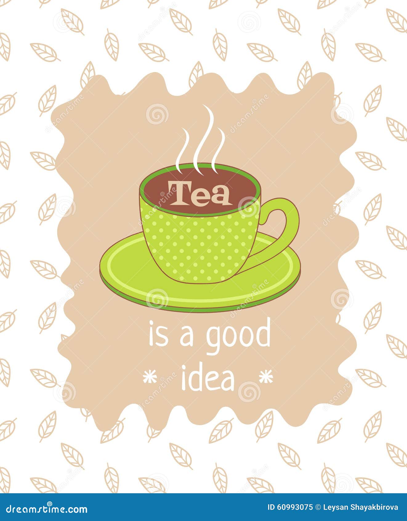 Tea poster stock vector. Illustration of leaves, quotes - 60993075