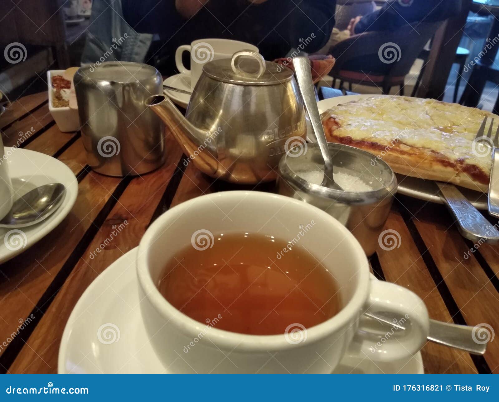 Tea and tea pot stock image. Image of white, wooden - 176316821