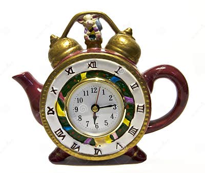 Tea pot with a clock stock image. Image of pottery, original - 18069061
