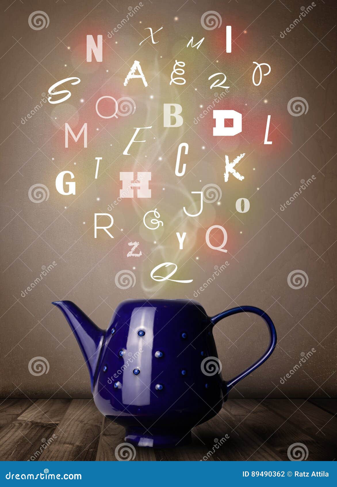 Tea Pot with Colorful Letters Stock Photo - Image of isolated, beverage ...