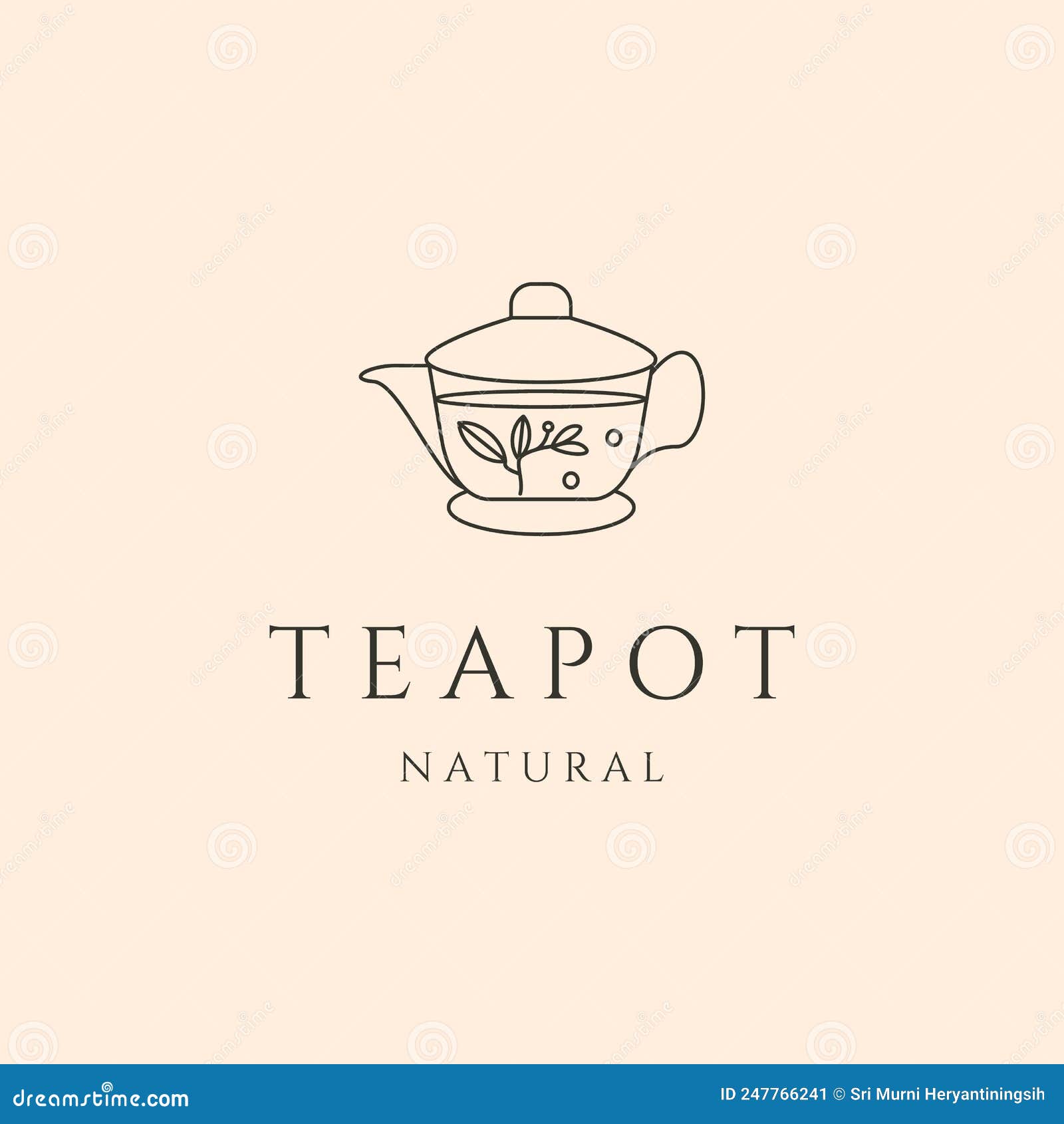 Tea Pot Natural Line Art Logo Vector Symbol Illustration Design Stock ...