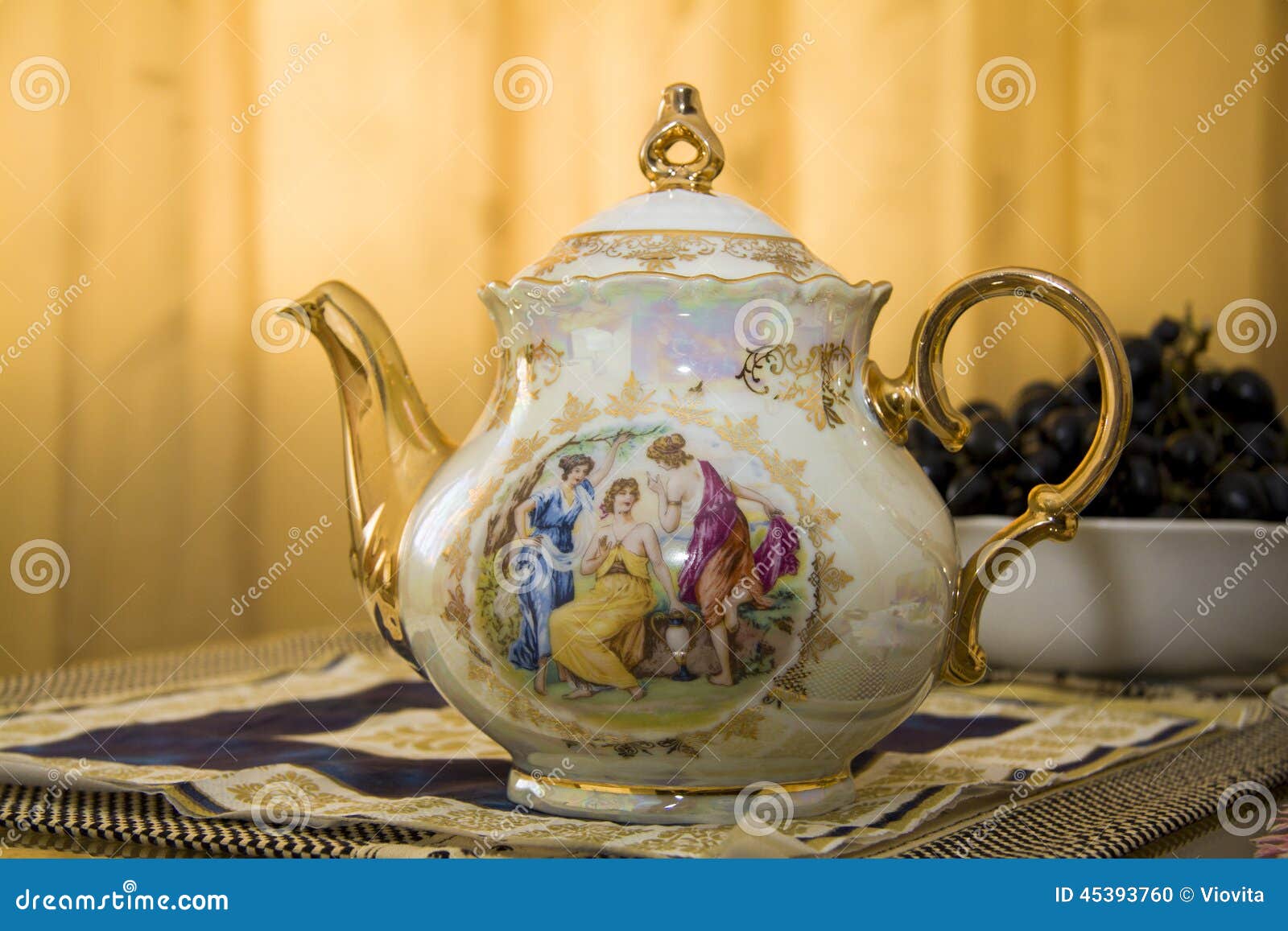 Tea pot stock photo. Image of golden, herbal, floral - 45393760