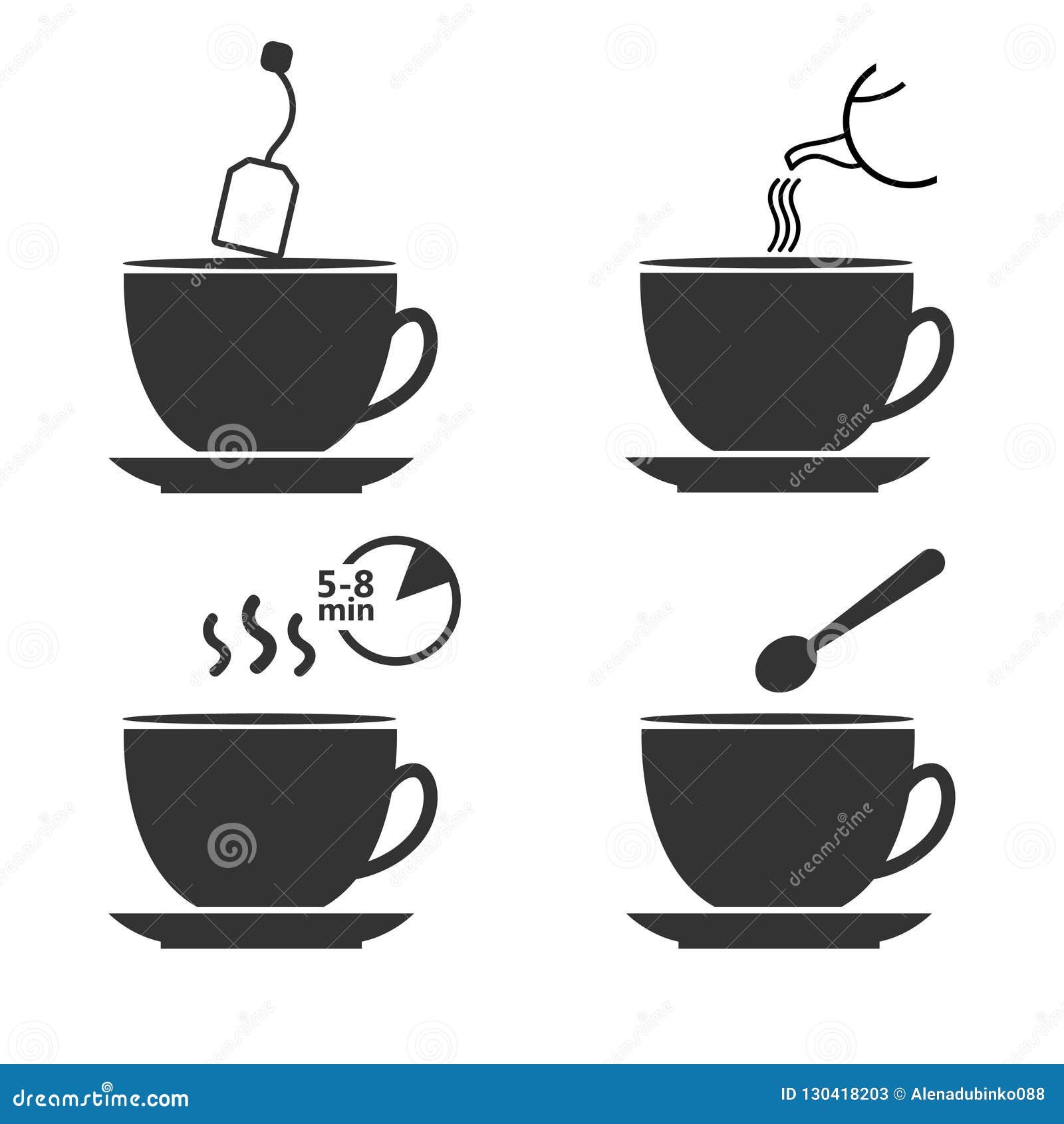 Tea Preparation. Set of Tea Brew Instruction Stock Vector ...