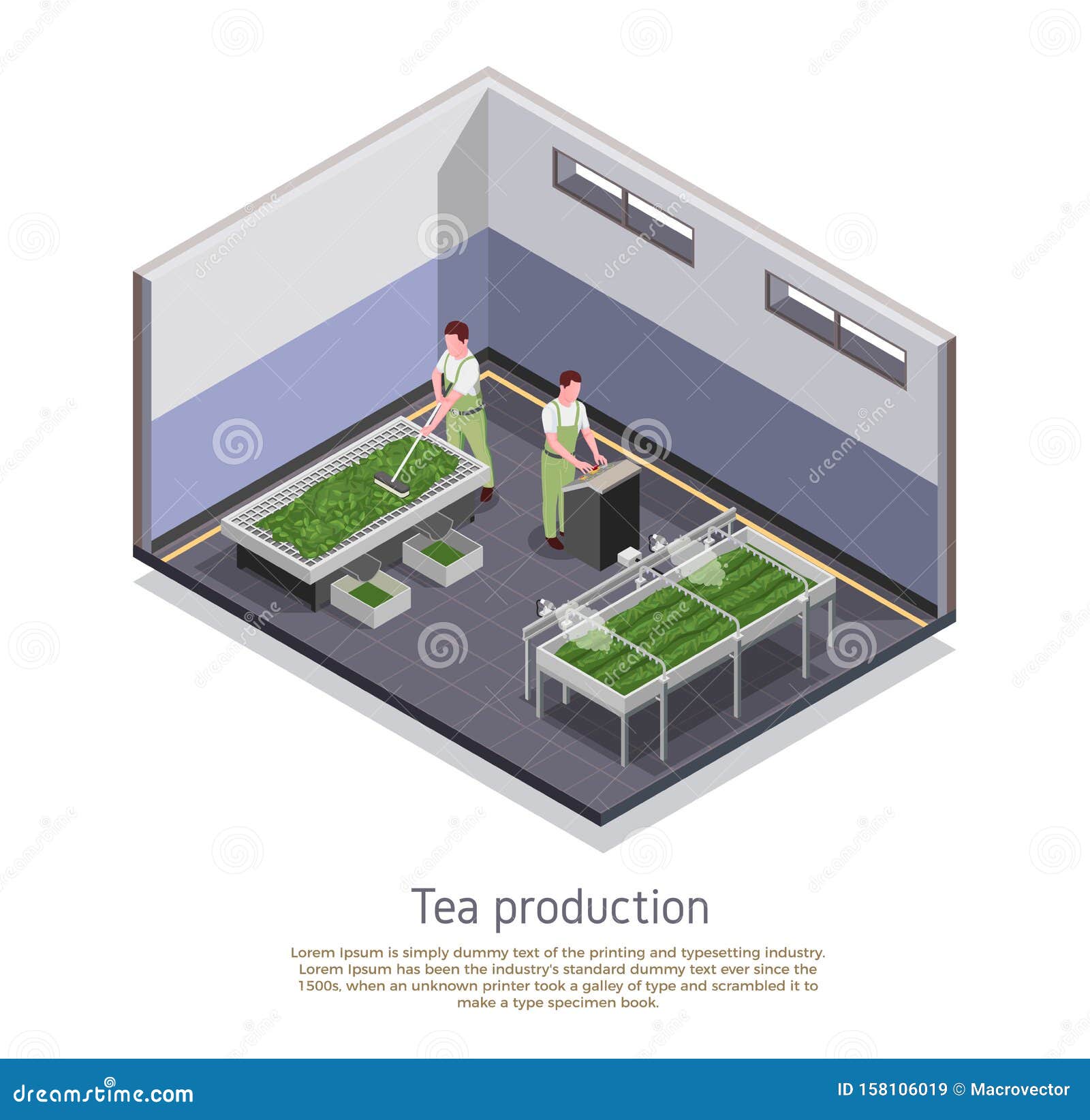 Tea Production Isometric Composition Stock Vector - Illustration of ...