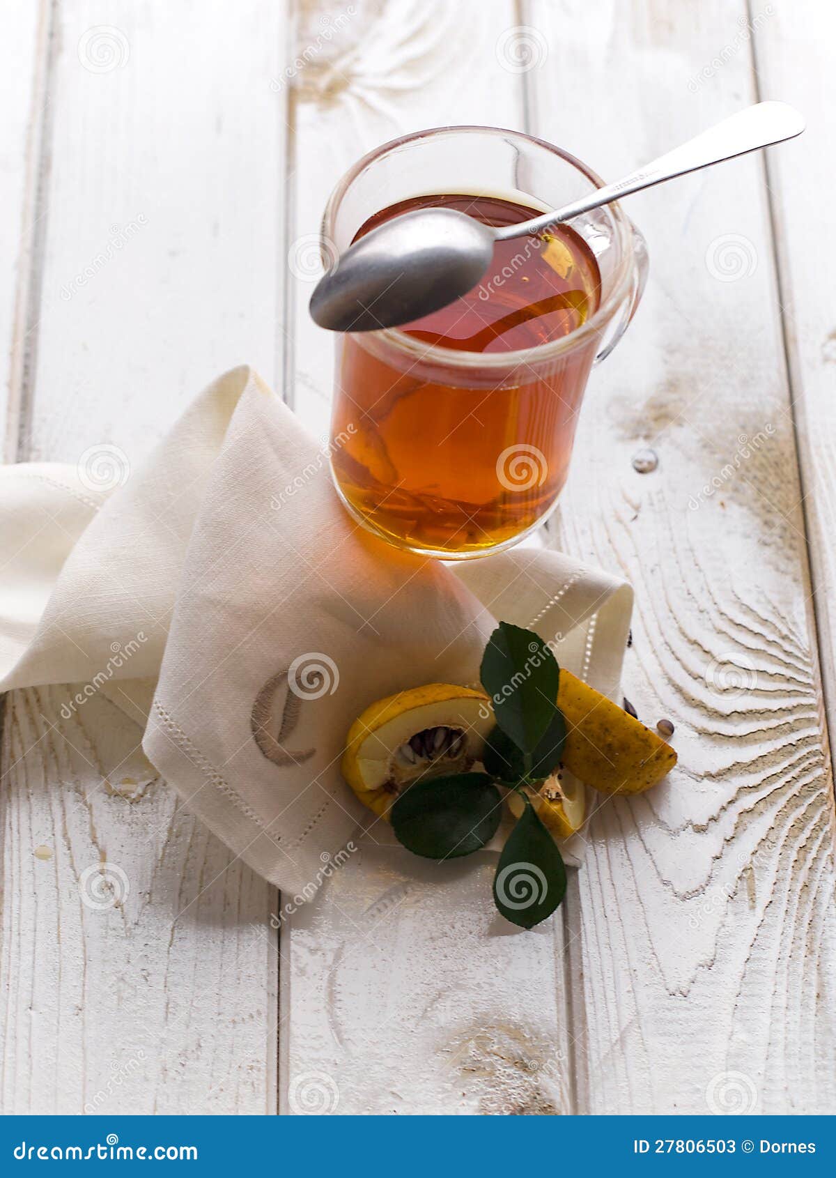 Tea and quince stock image. Image of clipping, season - 27806503