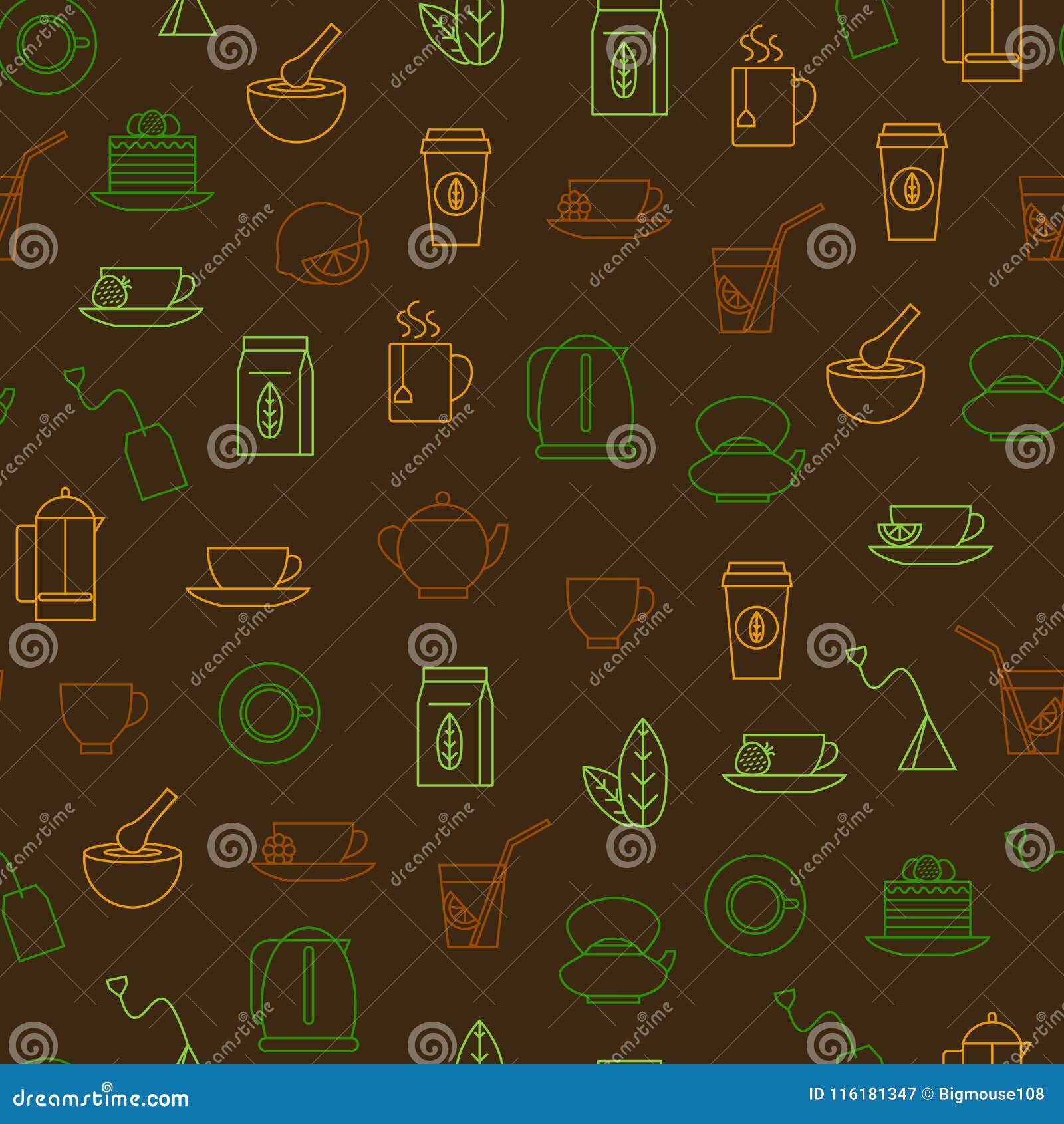 Tea Related Seamless Pattern Background. Vector Stock Vector ...
