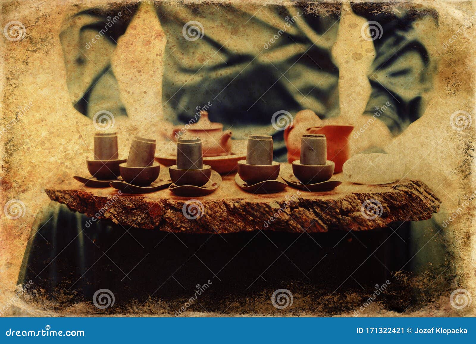 Tea Ritual. Old Photos Effect With Border. Royalty-Free Stock ...