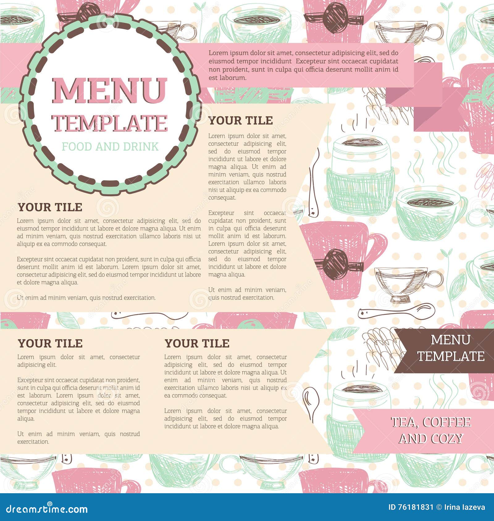 Tea room menu template stock vector. Illustration of hand - 76181831