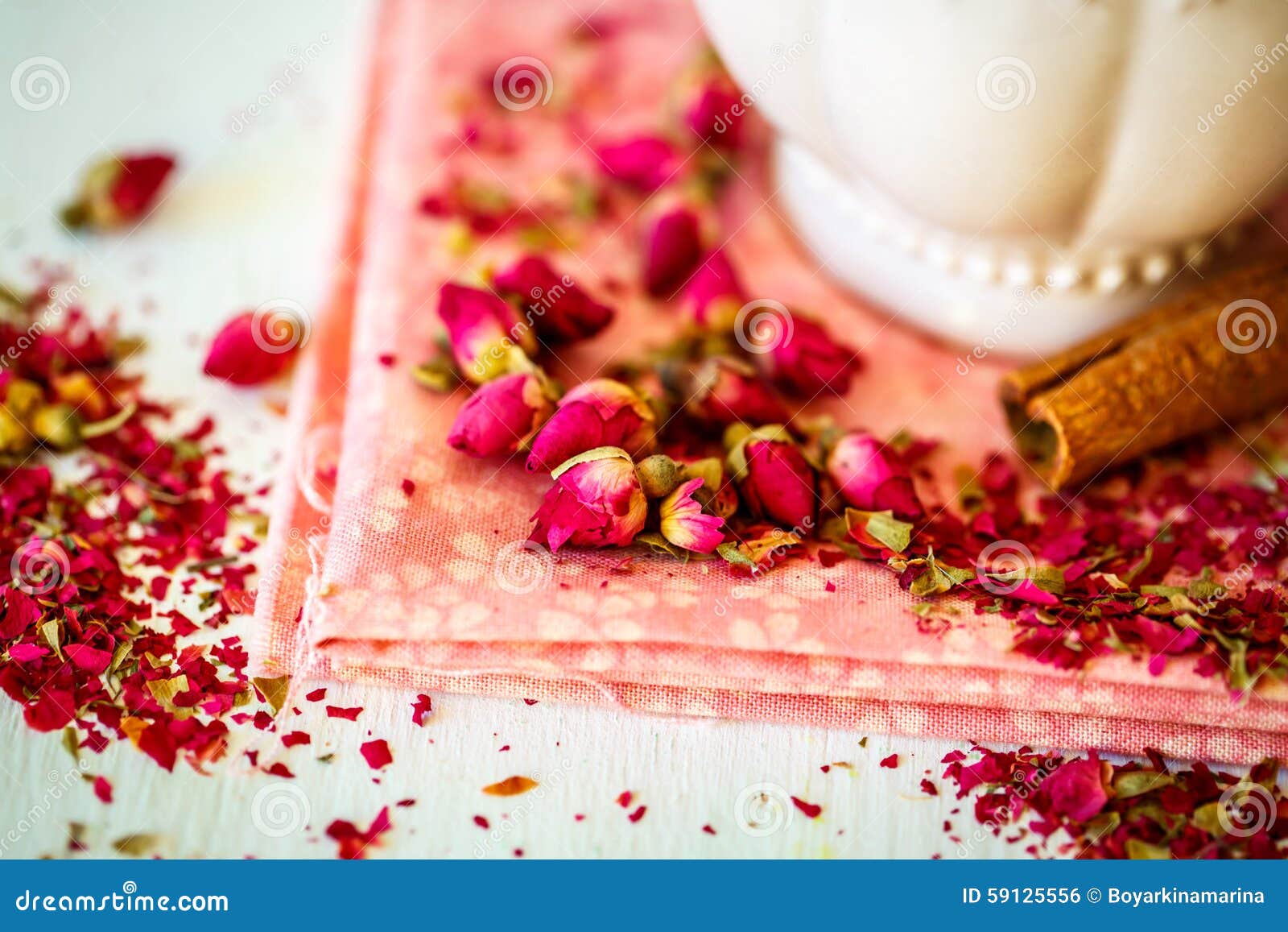 Tea with rose and cinnamon stock photo. Image of closeup - 59125556